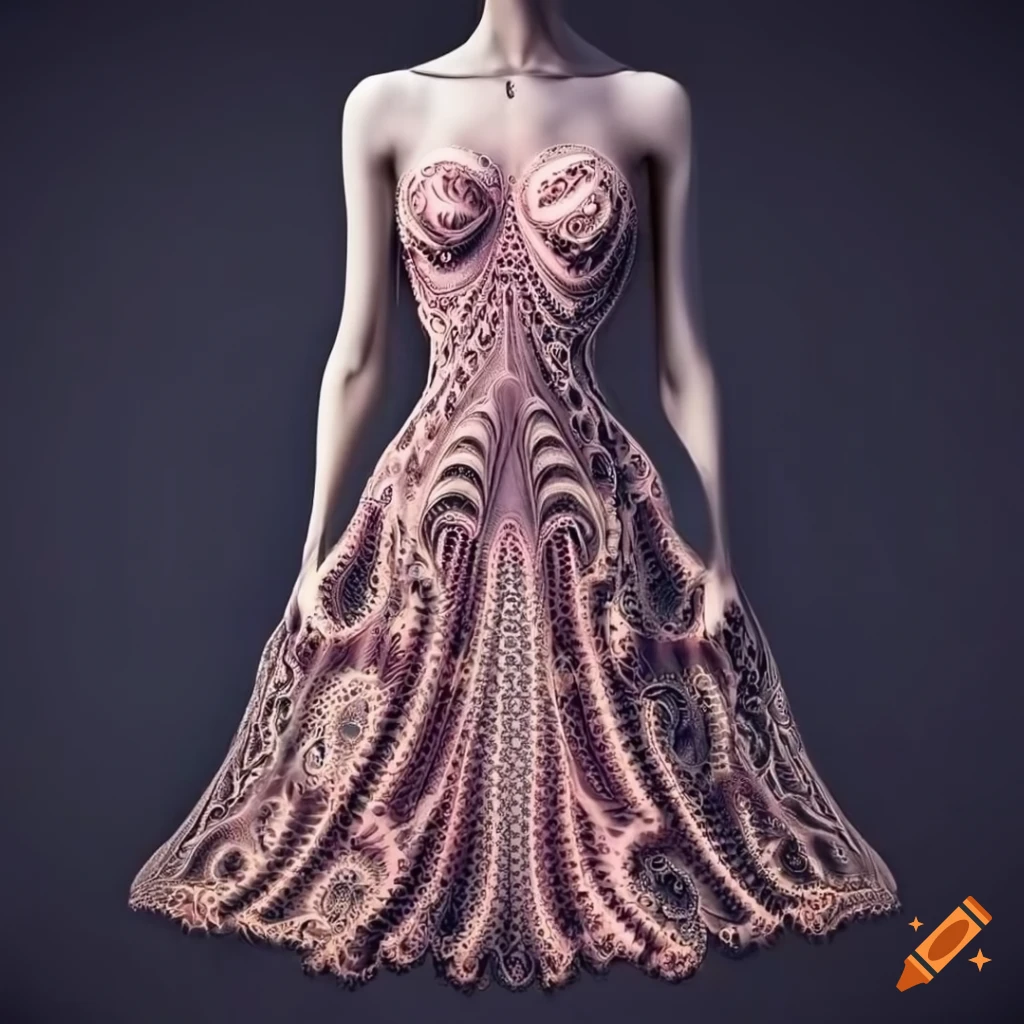 Detailed fractal pattern on a dress on Craiyon