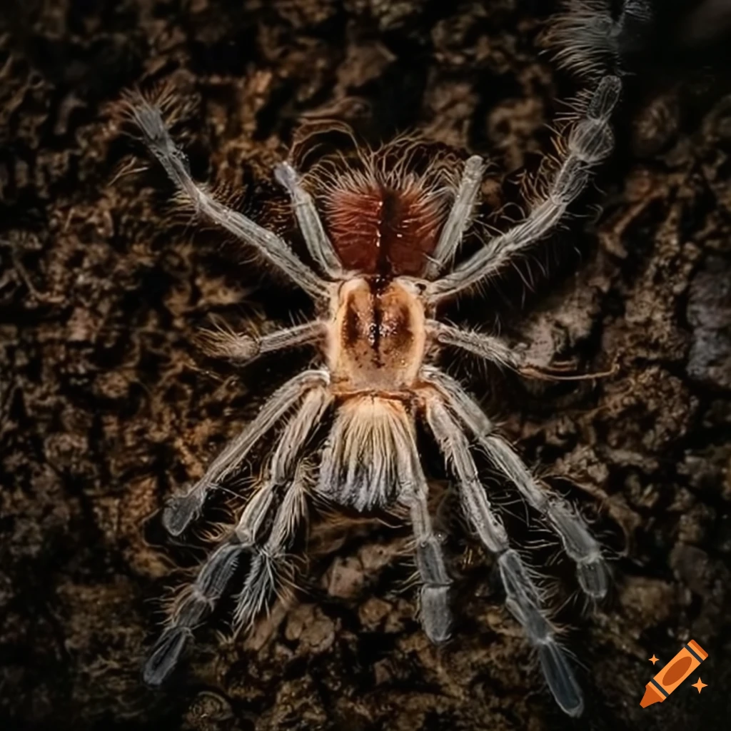 Close-up of a tarantula on glass plate on Craiyon