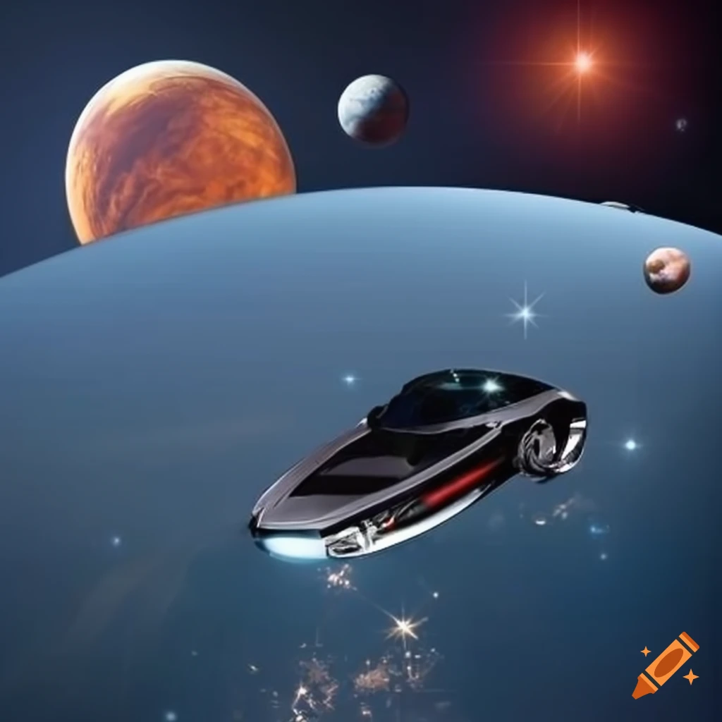 Mercedes sl transformed into a spaceship in the universe on Craiyon