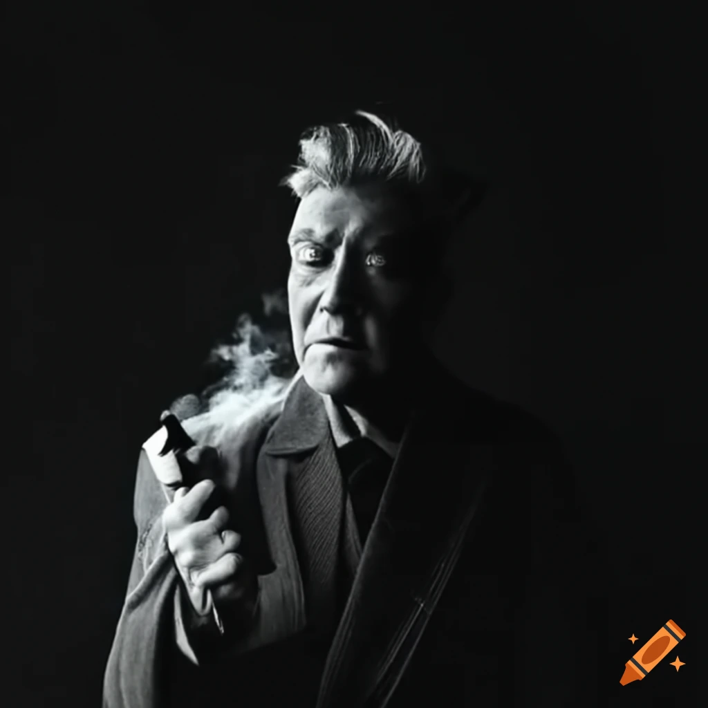 David lynch exhaling vapor from an e-cigarette on Craiyon