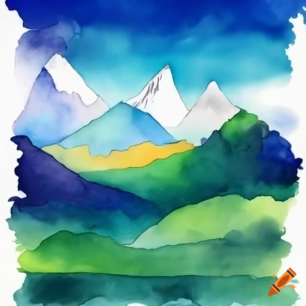 Scenic view of mountains and valley on Craiyon