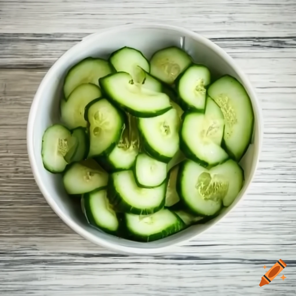 Sliced cucumber in a bowl on Craiyon