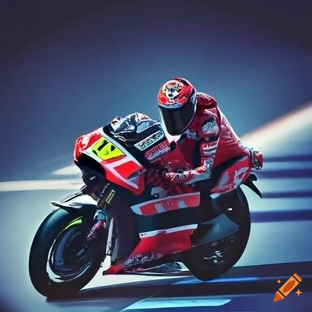 Motogp racers on powerful motorcycles