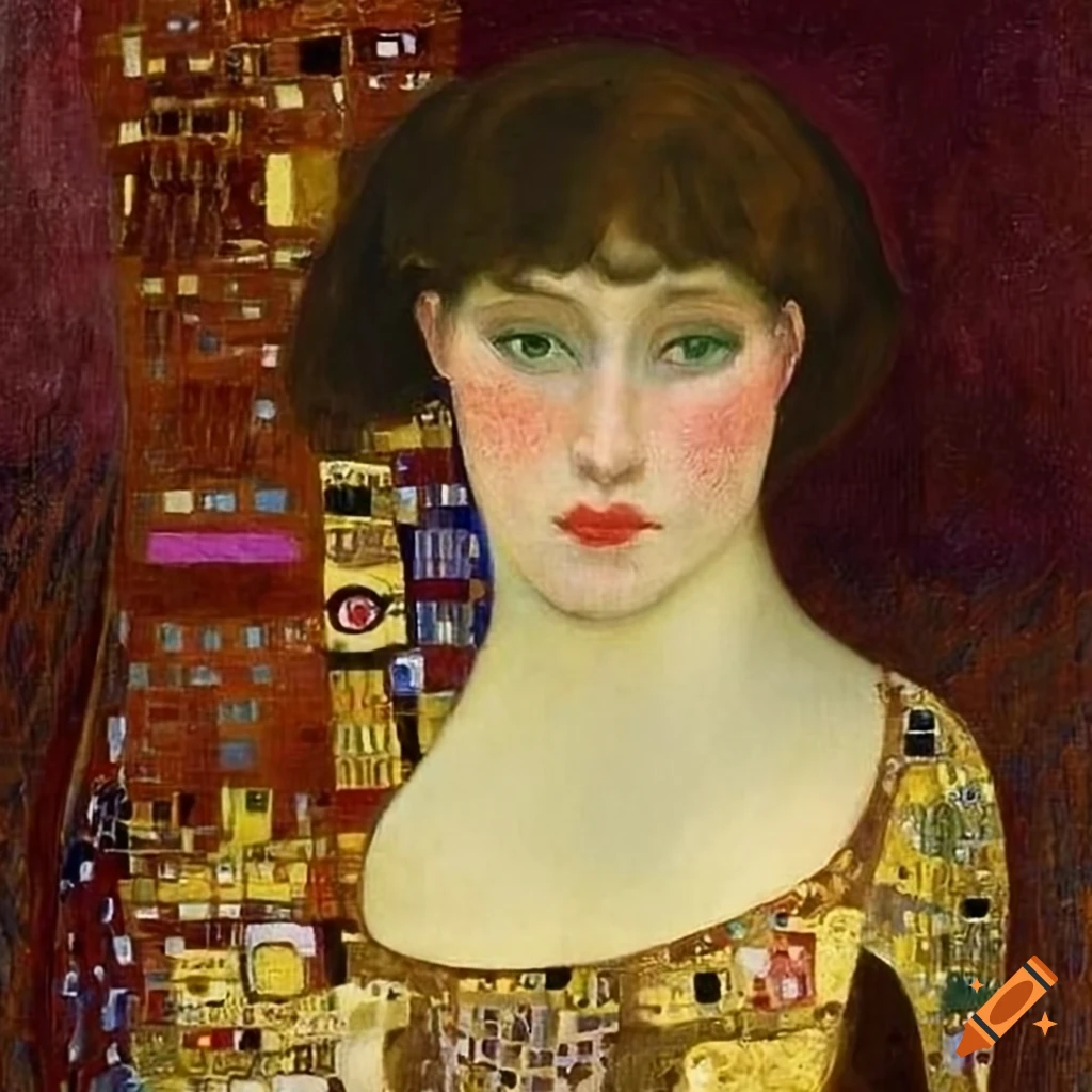 Gustav klimt inspired portrait of a woman