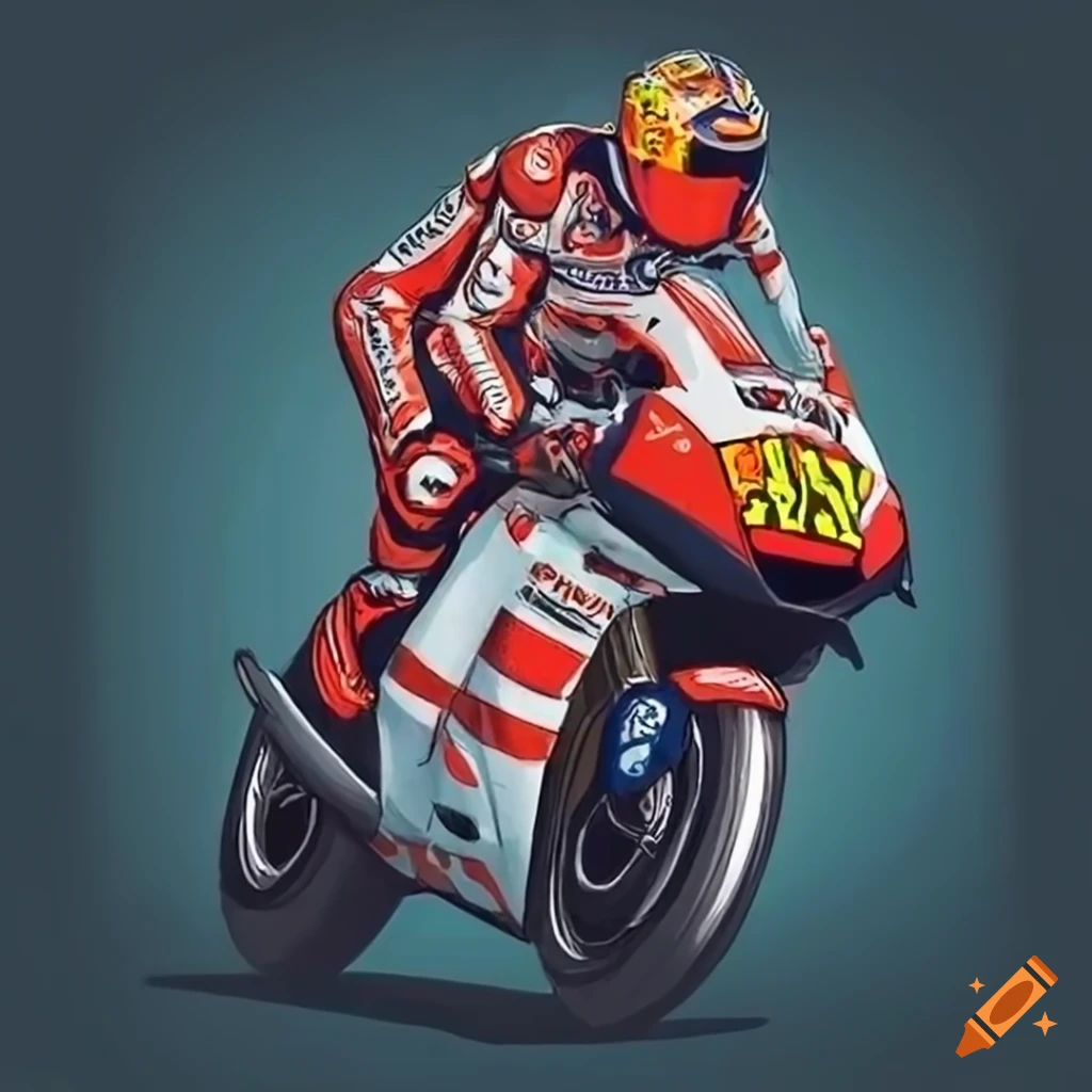 Art illustration of motorcycles racing in motogp
