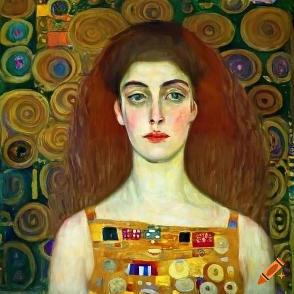 Gustav klimt inspired portrait of a woman on Craiyon