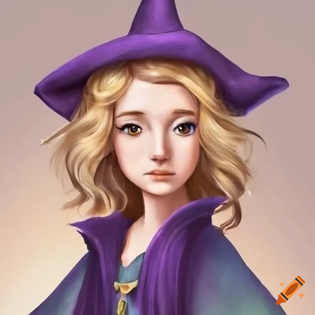 Girl wearing a magical wizard's hat on Craiyon