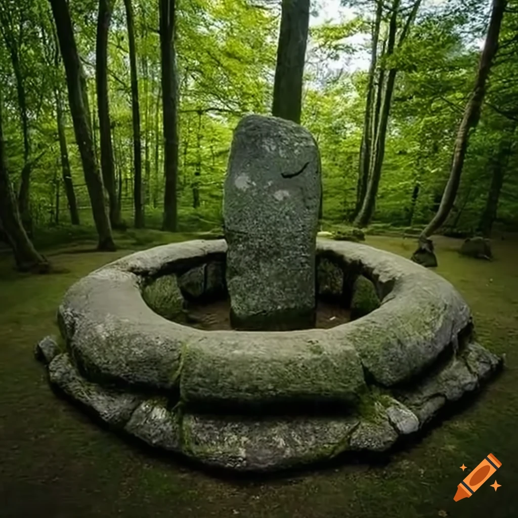 Stone circle with sword and chalice on Craiyon