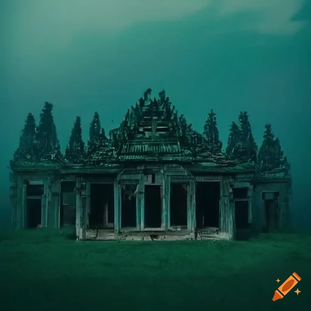 Abandoned temple overgrown by nature