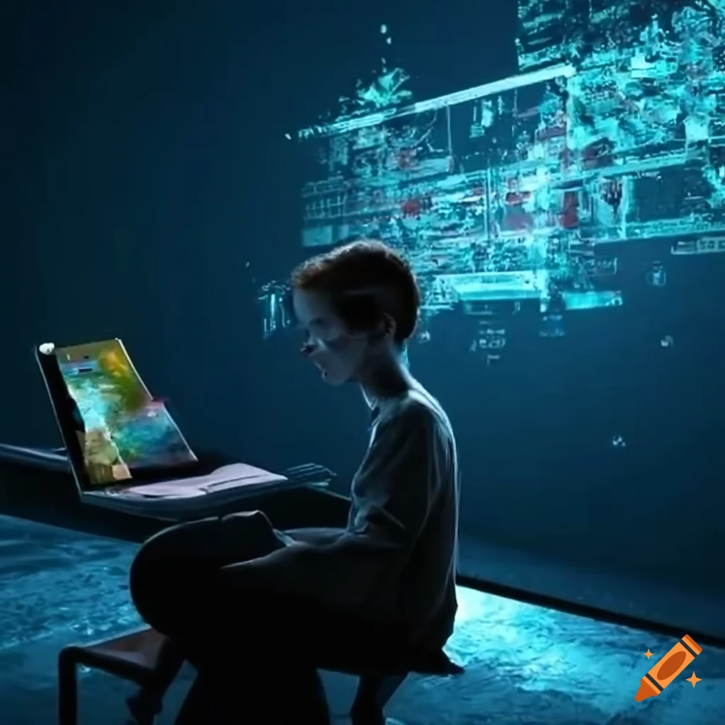 Student using multimedia for learning on Craiyon