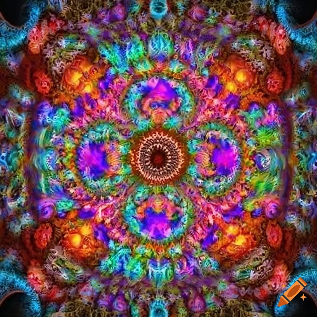 Intricate multicolored fractal pattern on Craiyon