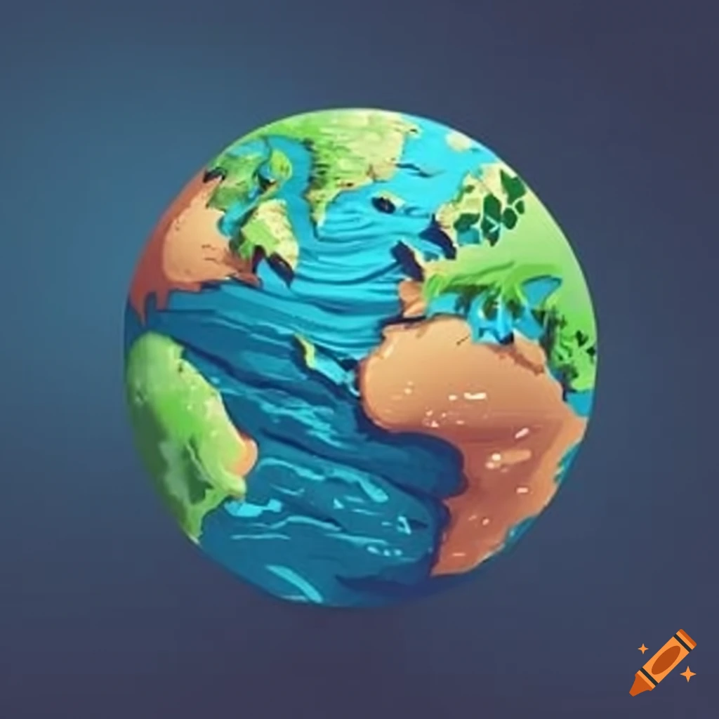 Pixel art depiction of planet earth on Craiyon