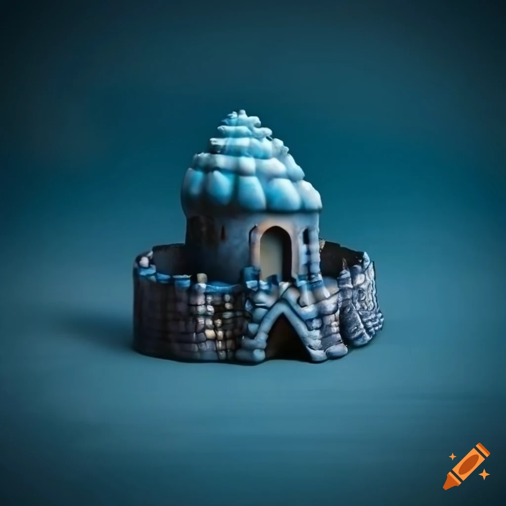 Detailed dark blue sea shell castle