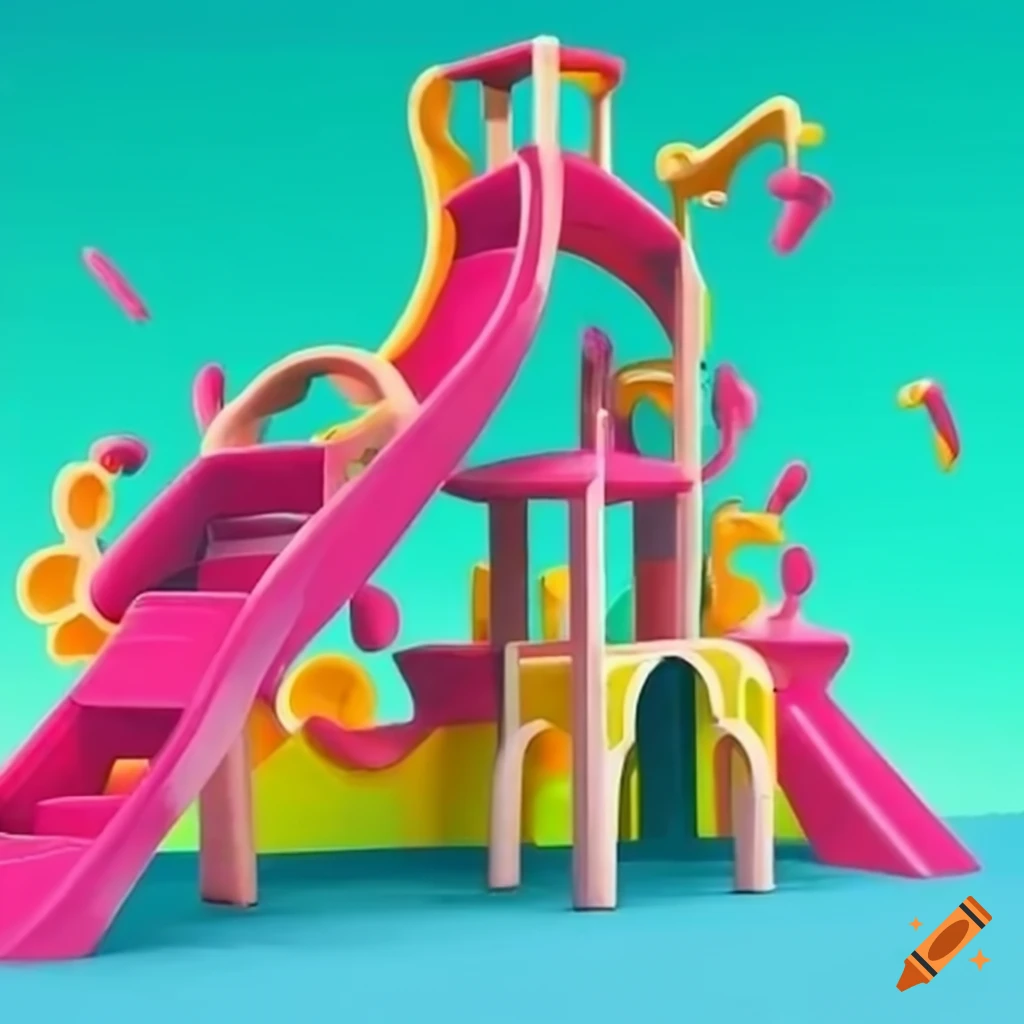 Surrealist playground with vibrant colors on Craiyon