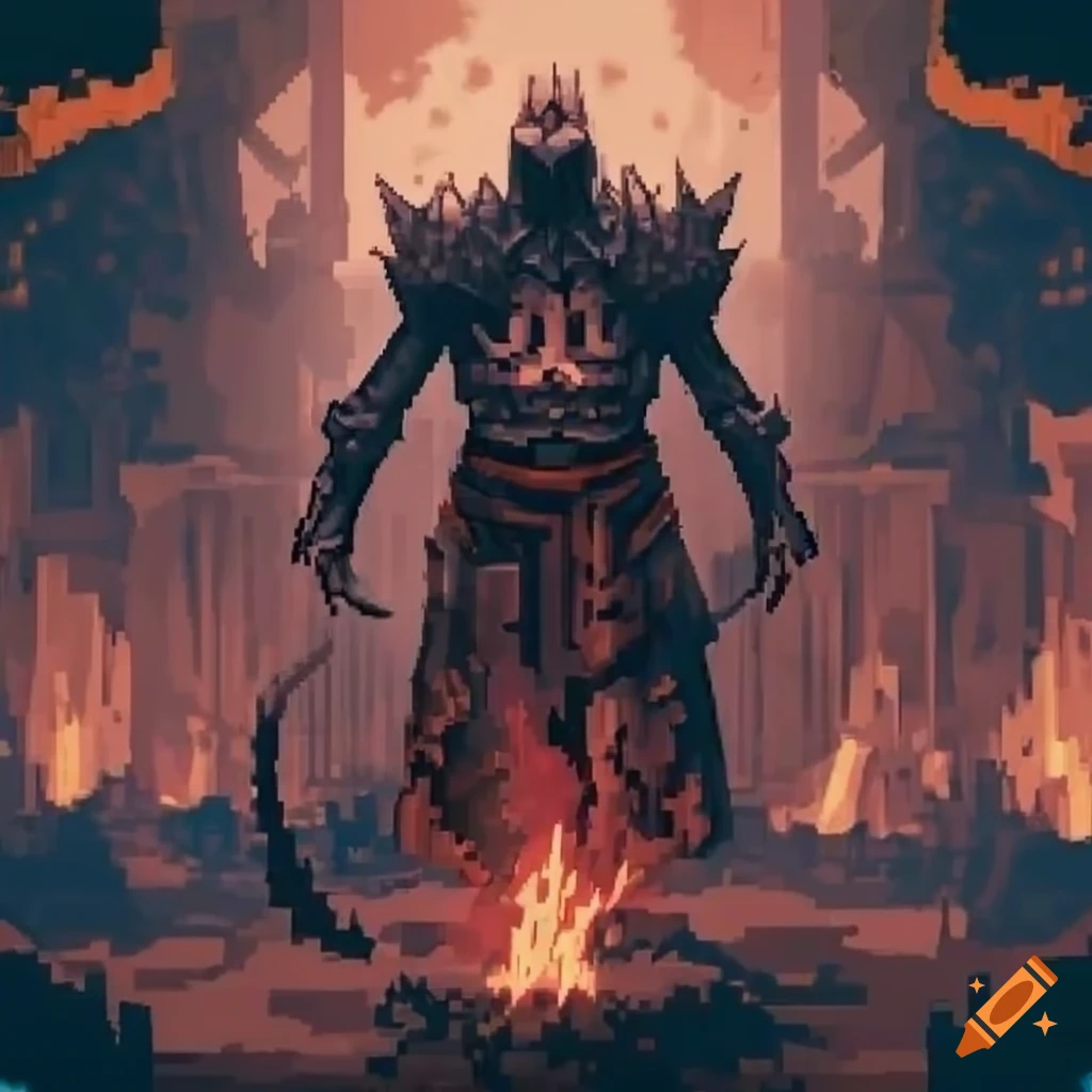 Collage of isometric dark fantasy video game icons on Craiyon