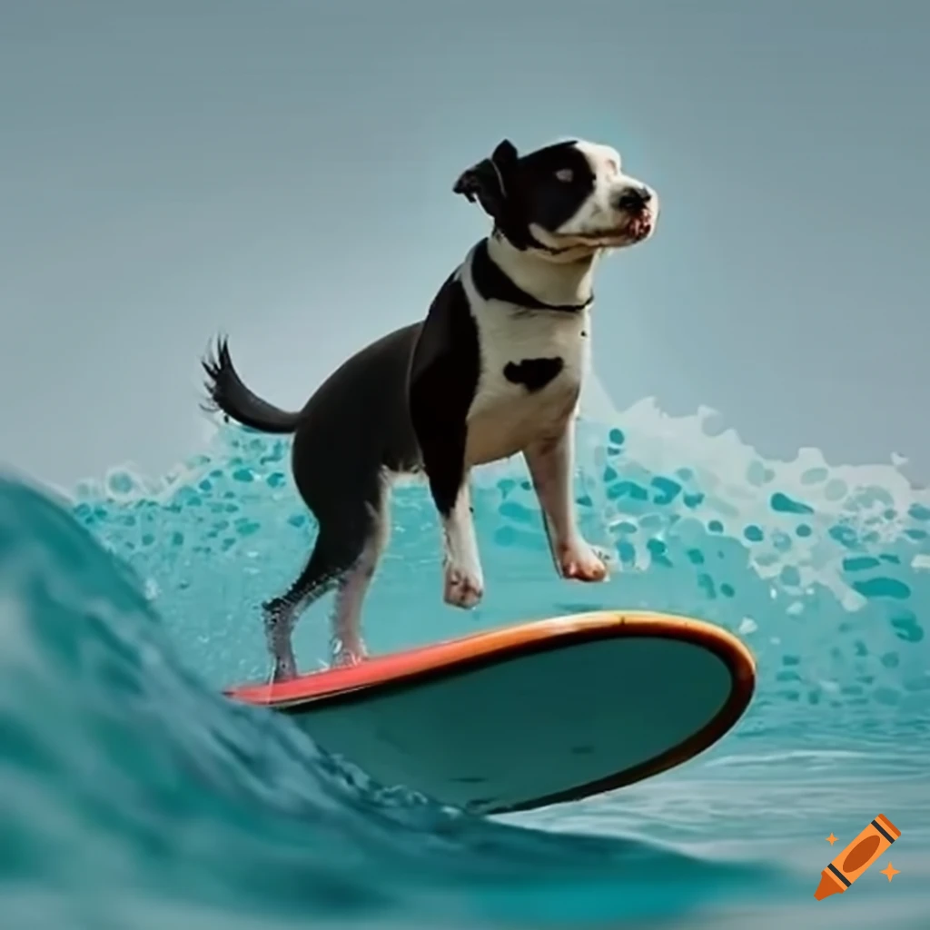 Dog surfing on a surfboard on Craiyon