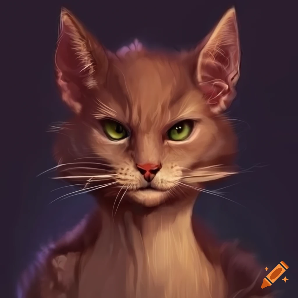 Fluffy orange cat fursona with cute expression for avatar on Craiyon