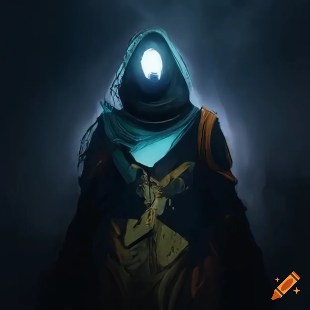 Cyberpunk sci-fi monk with glowing eyes and nimbus light on Craiyon