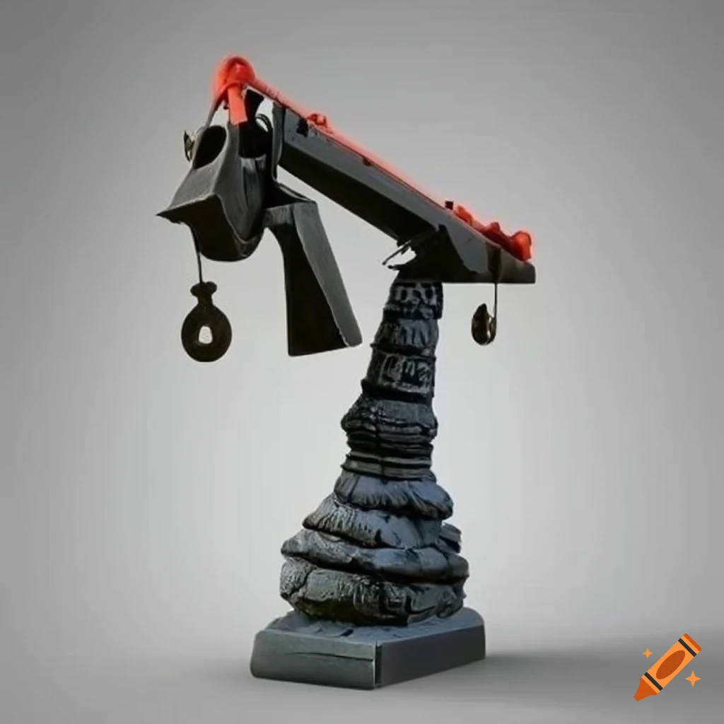 Resin sculpture of a crane truck