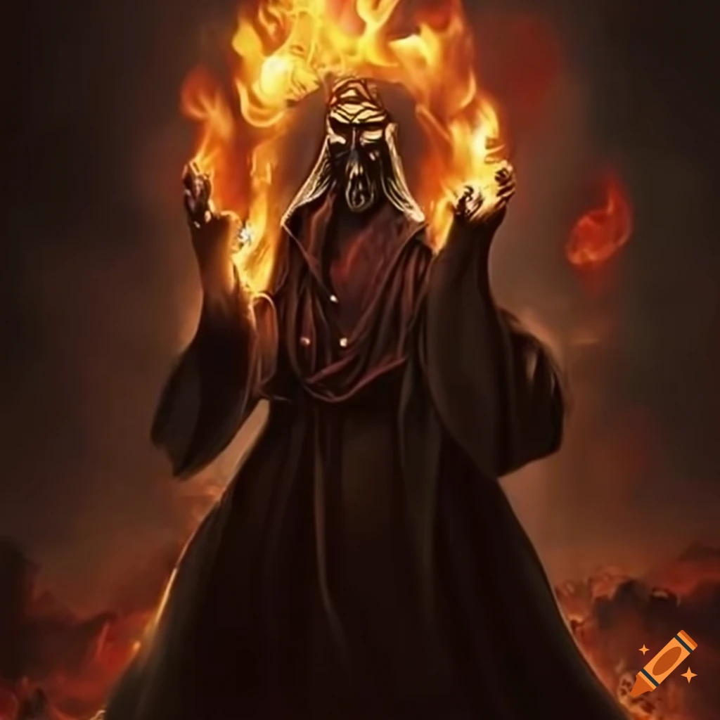 Image of a black wizard casting fire balls on Craiyon