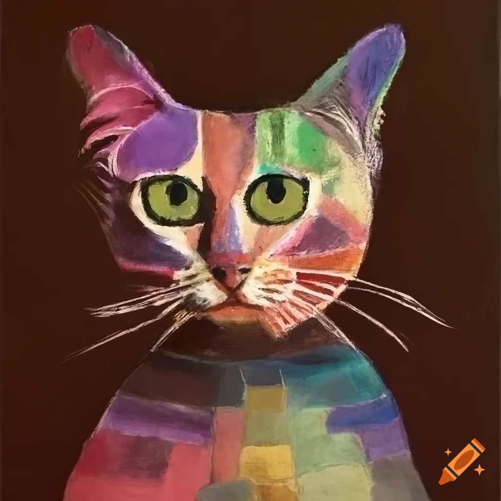 Cat painting in the style of paul klee on Craiyon