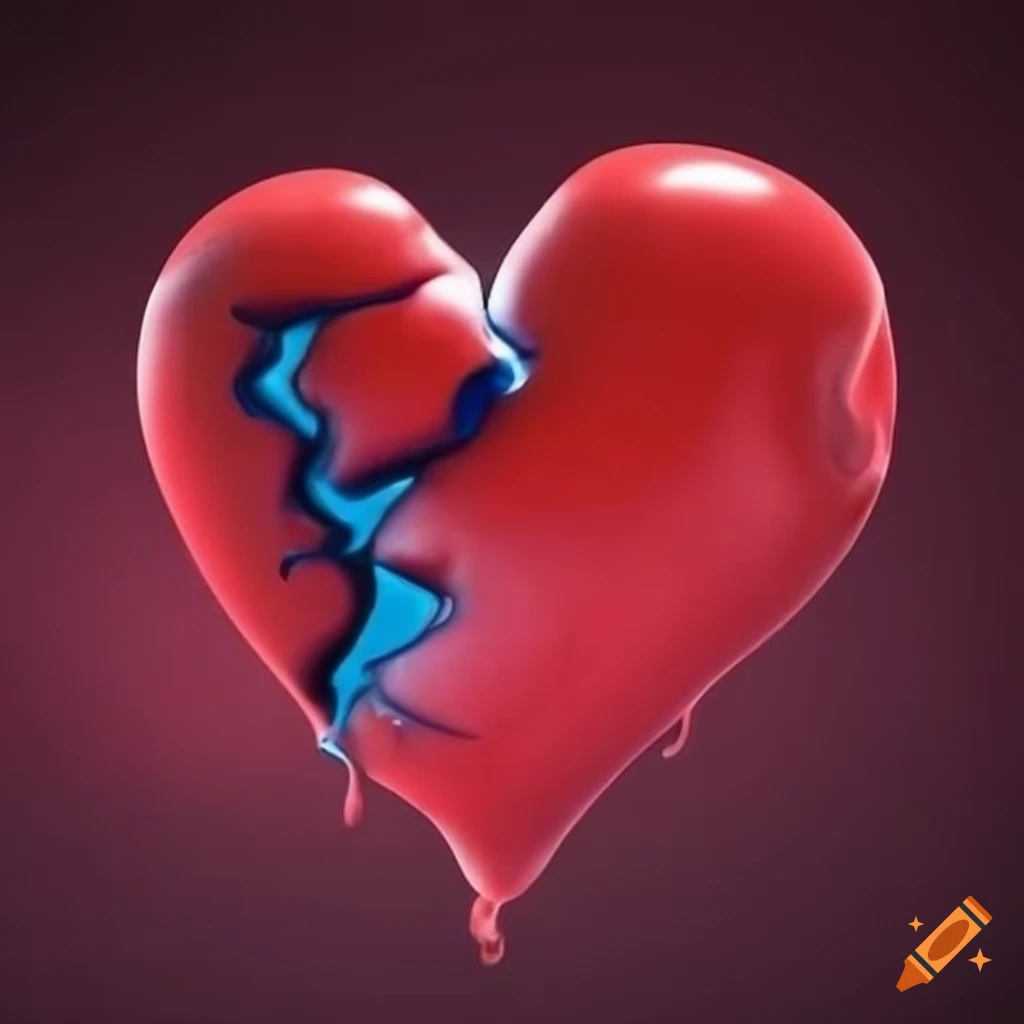 Illustration of a broken heart and tears on Craiyon