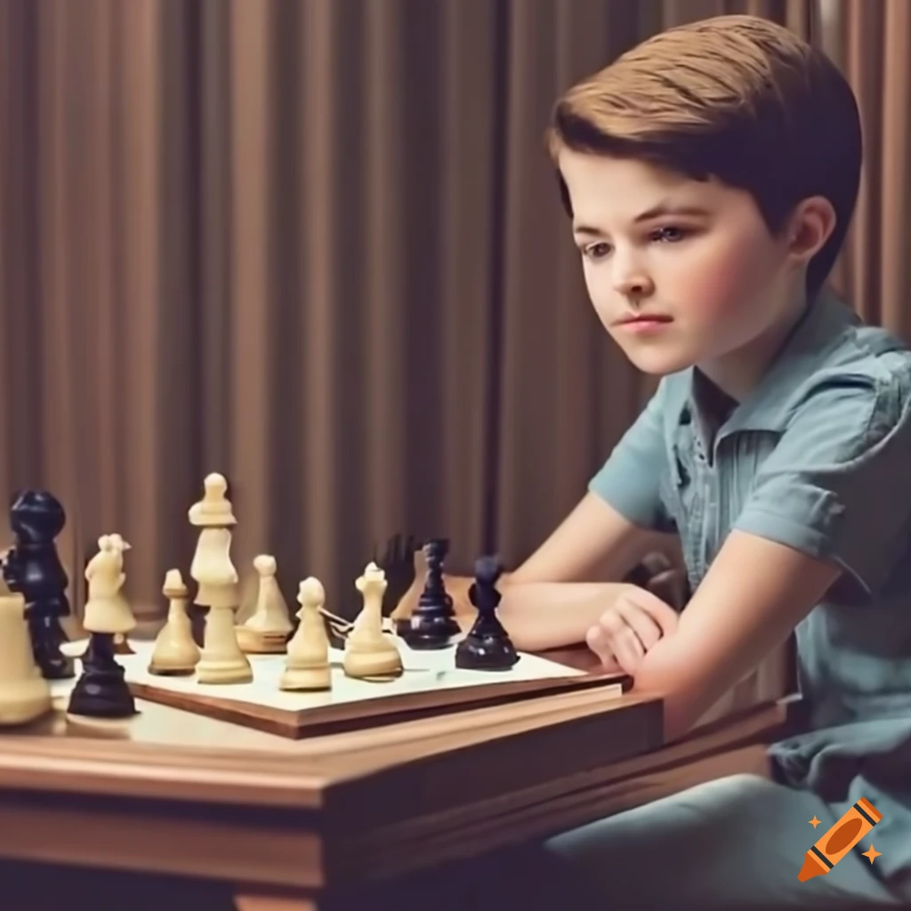 Image of young sheldon playing chess on Craiyon