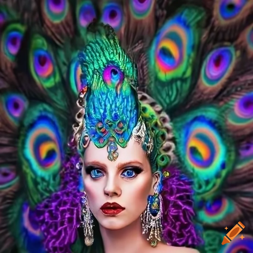 Peacock queen artwork on Craiyon