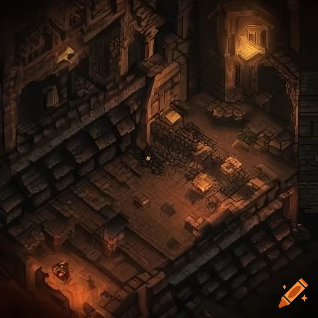 Detailed isometric terrain tiles map concept art