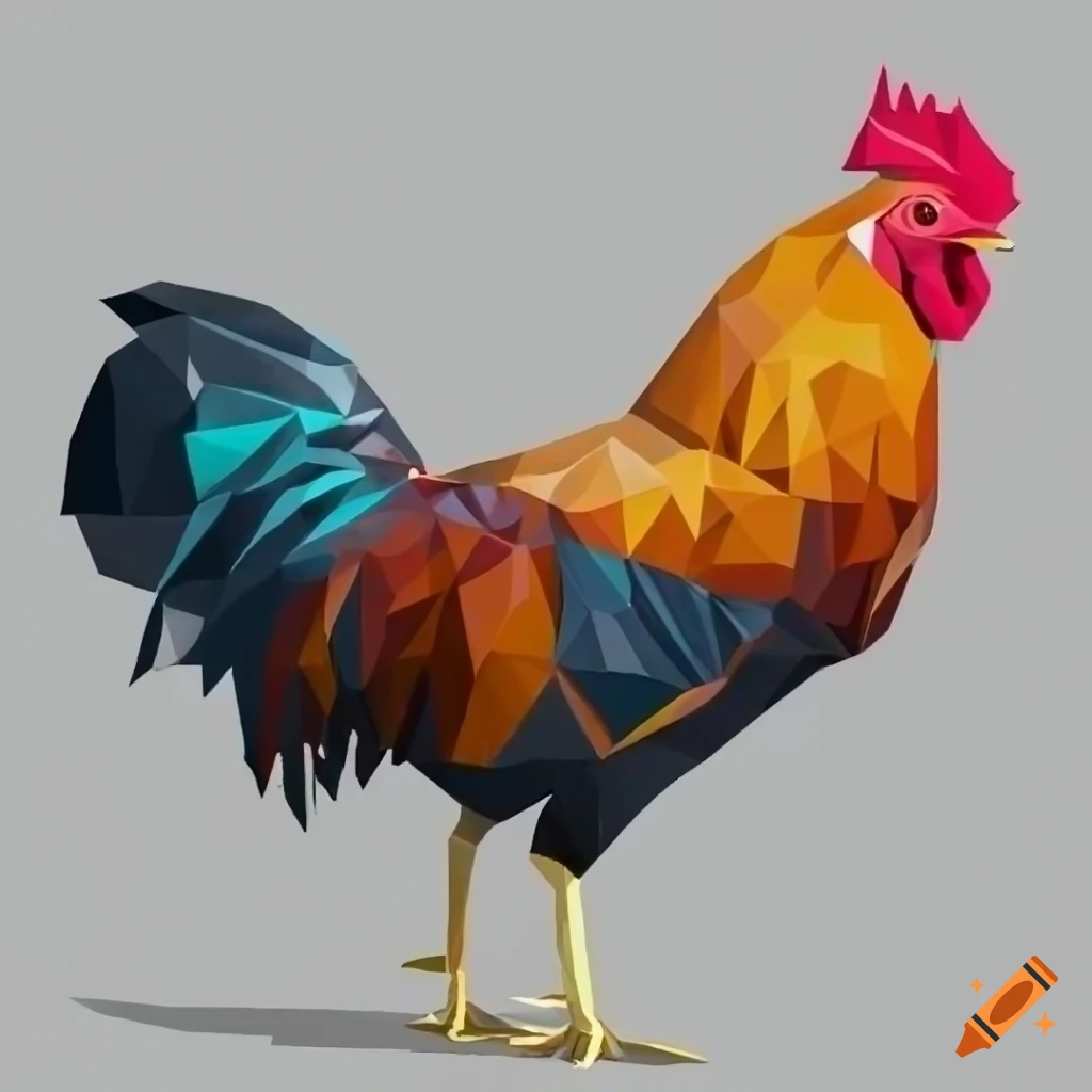 Low poly rooster artwork