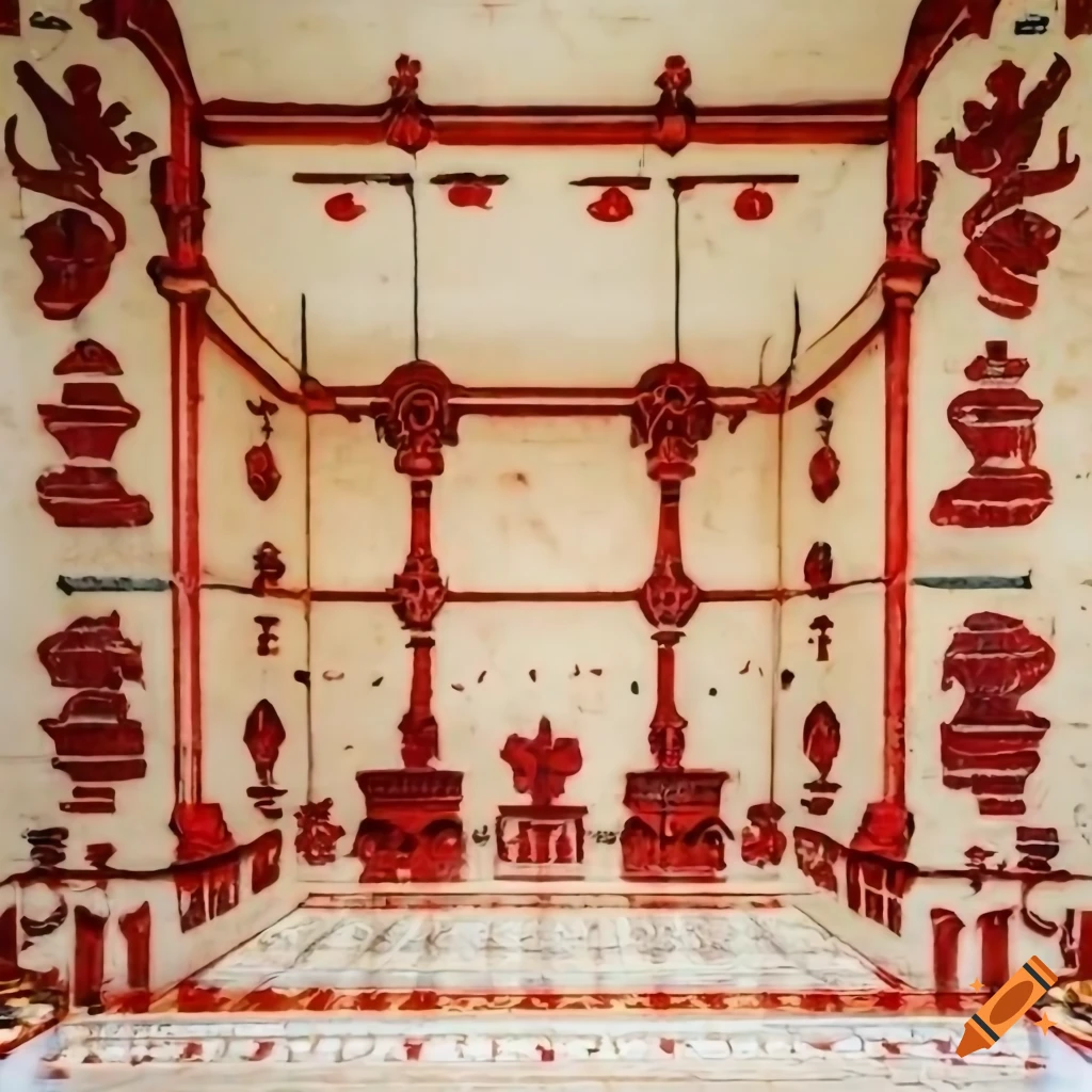 White marble interior with hieroglyphs in a bank on Craiyon
