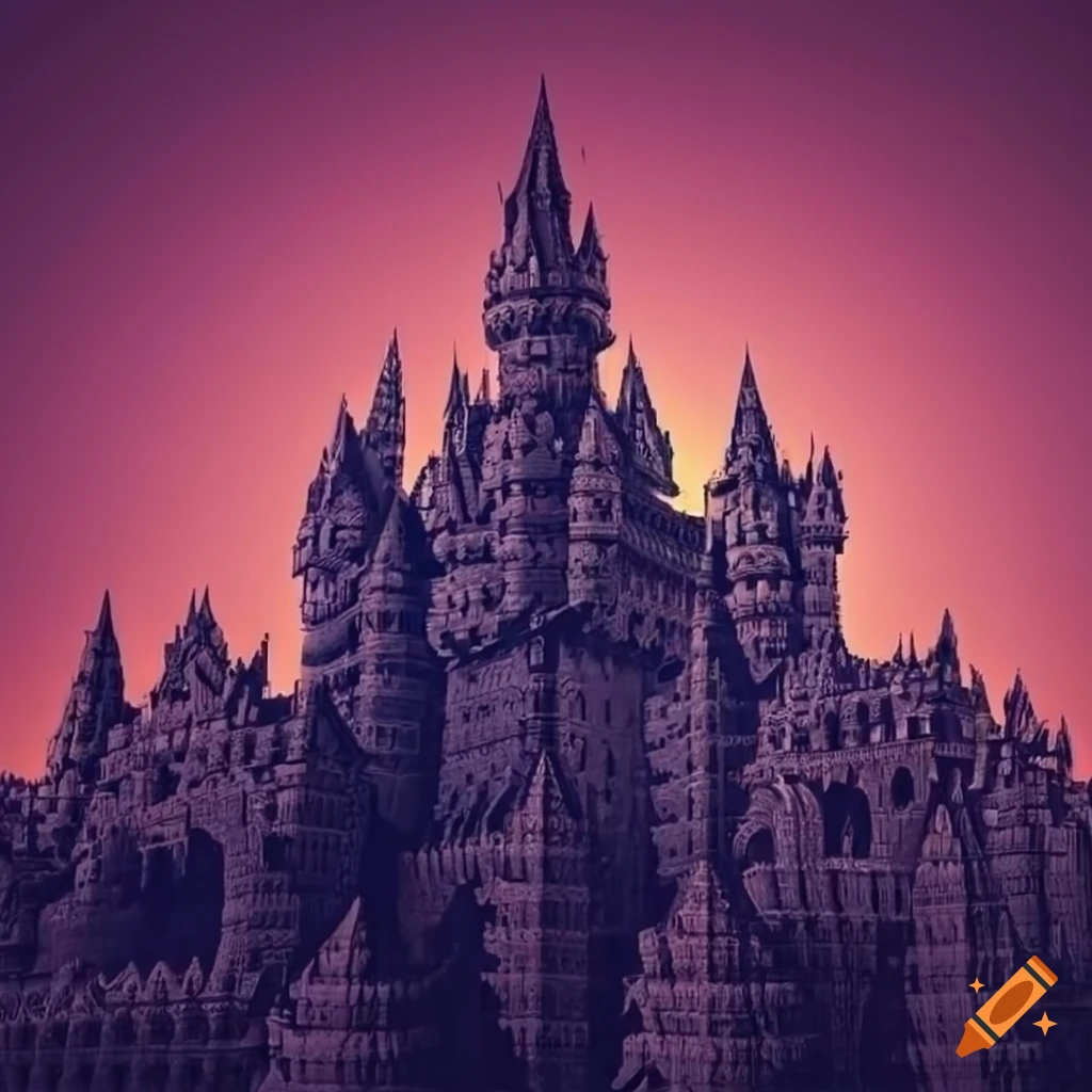 Intricate fractal castle pattern on Craiyon