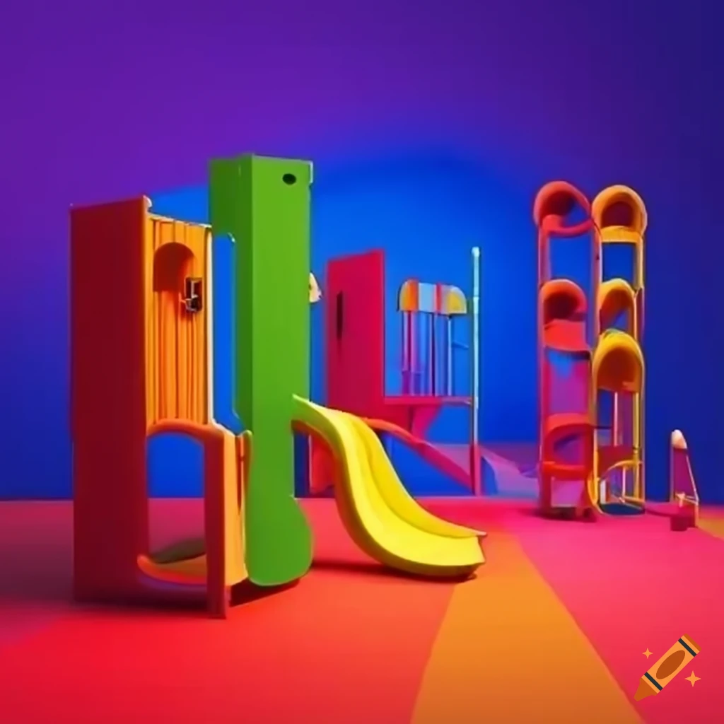 Colorful and surreal playground structures on Craiyon