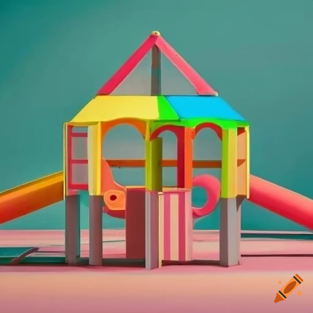 Colorful fence at a playground on Craiyon