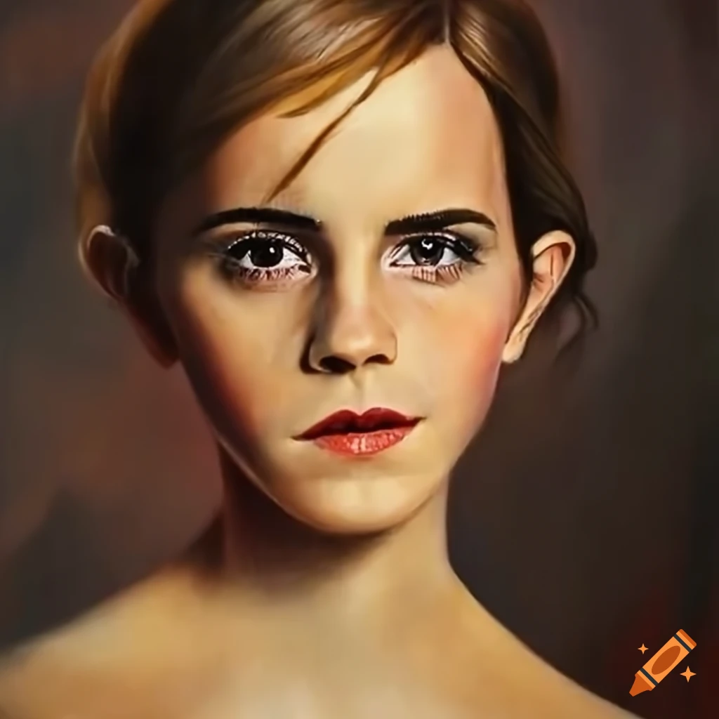 Oil painting of emma watson in a surreal style