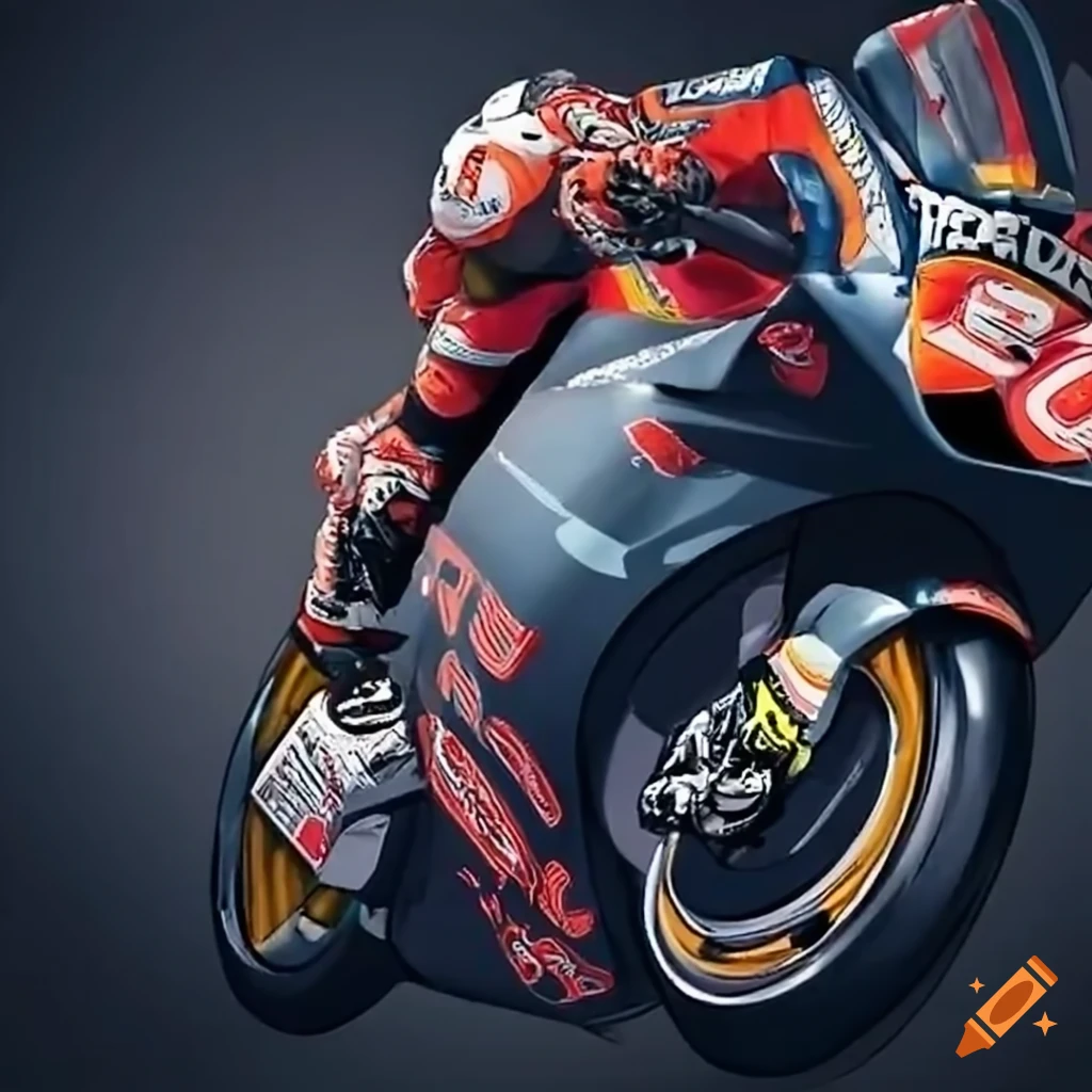 Motogp motorcycles racing on the track on Craiyon