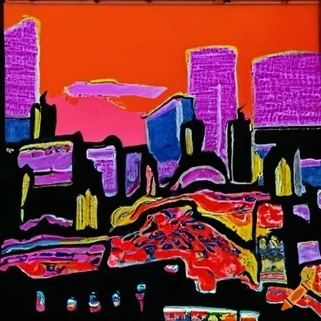Modern us cityscape in a medieval woodcut style on Craiyon