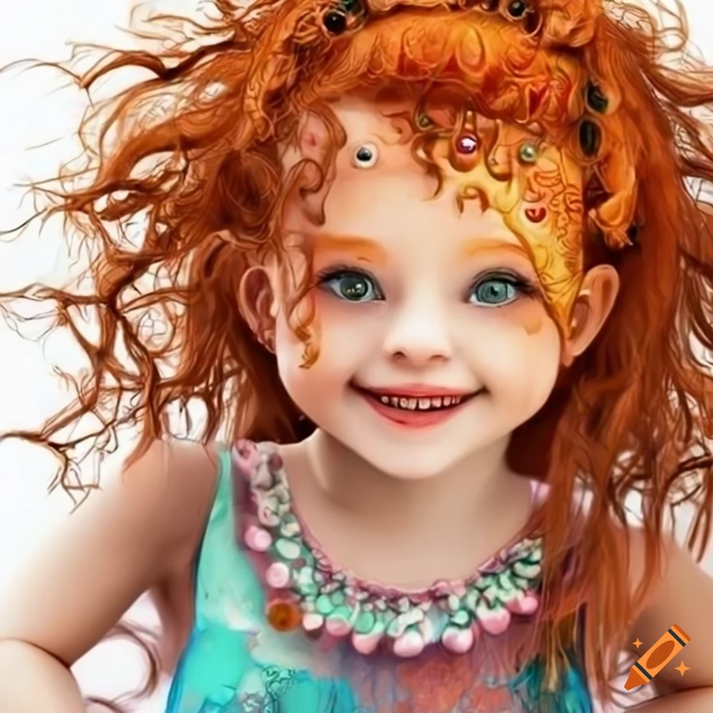 Colorful illustration of cute smiling girls on Craiyon