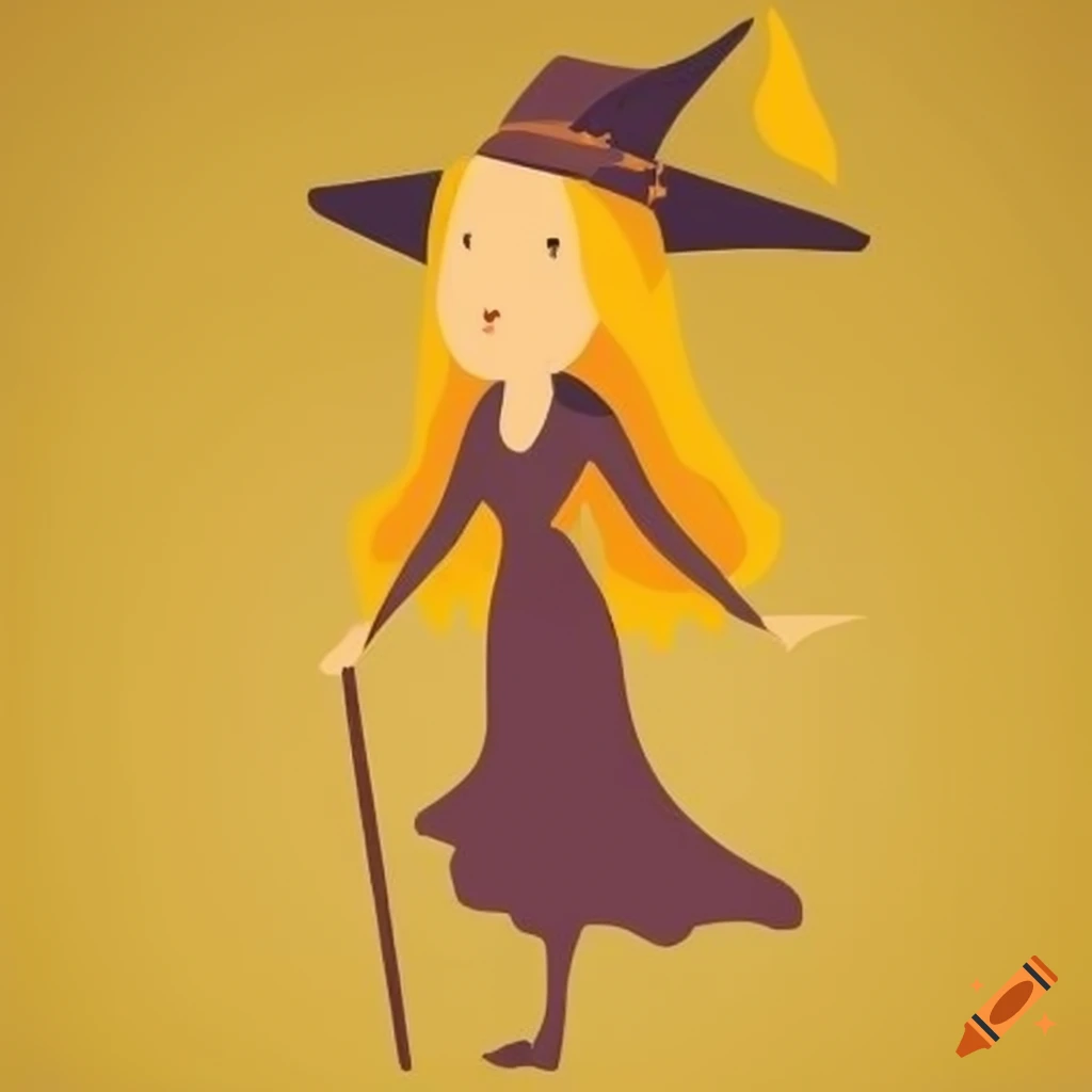 Minimalist vector of a yellow witch on Craiyon