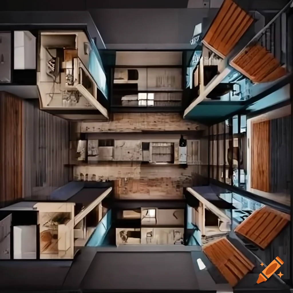 Aerial view of impressive apartment corridors on Craiyon
