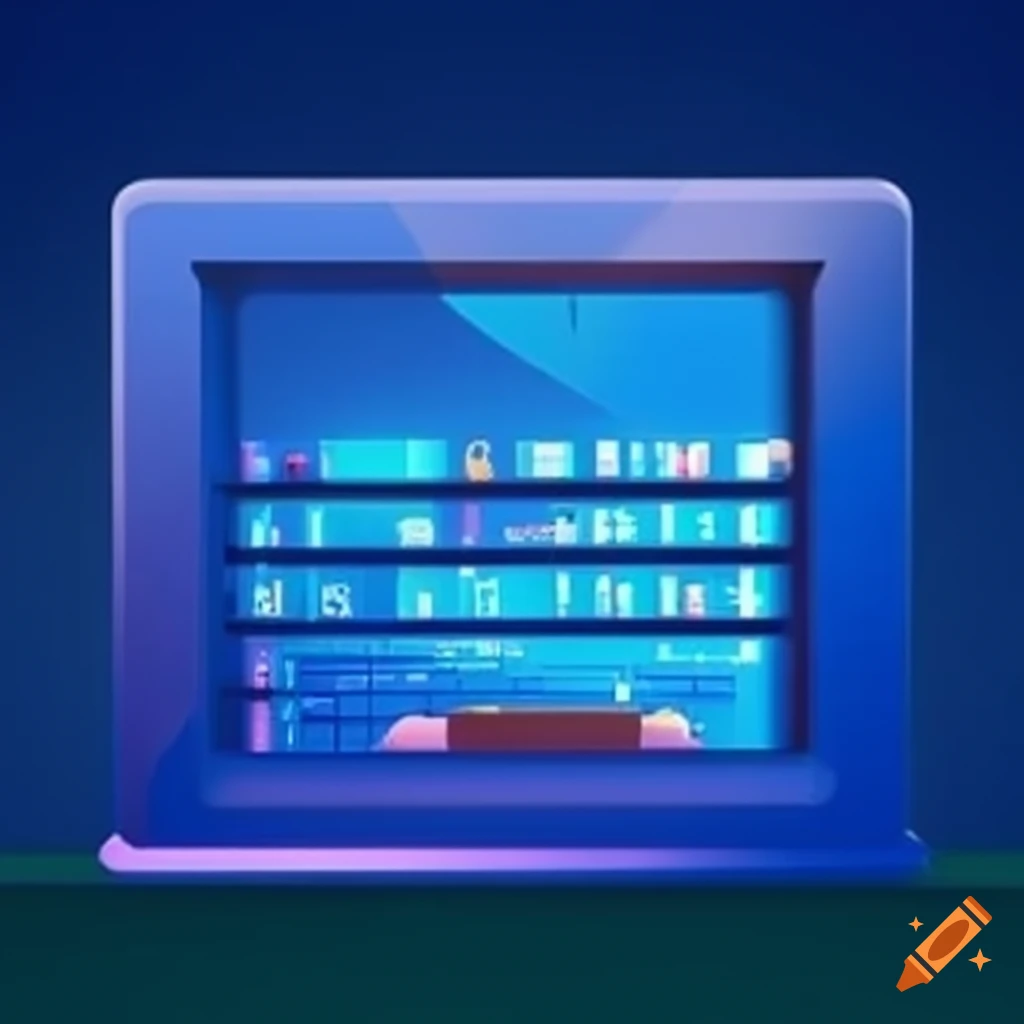 Computer with a store window on the screen on Craiyon