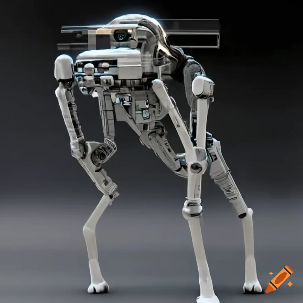 Intricate robotic canine battling natural dogs in an intense ...
