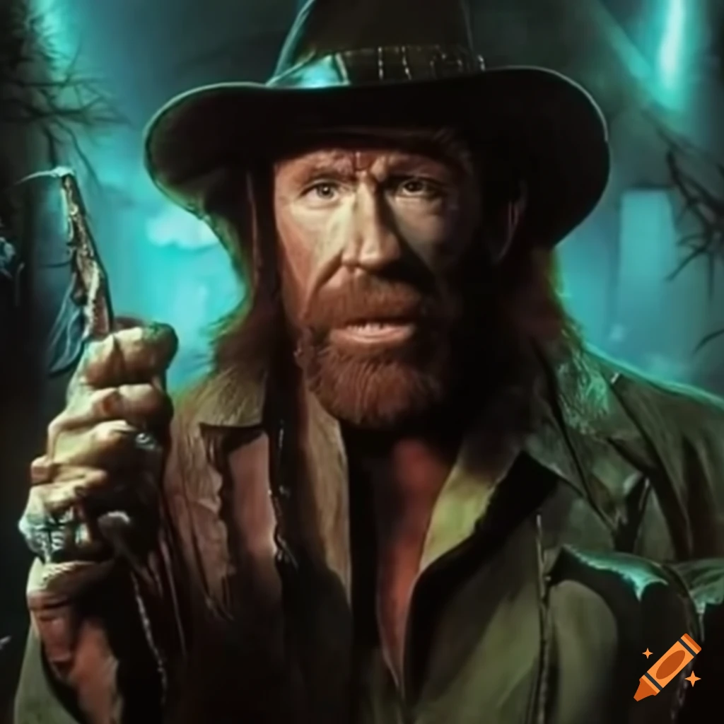 Chuck norris in 80s-style dark fantasy on Craiyon