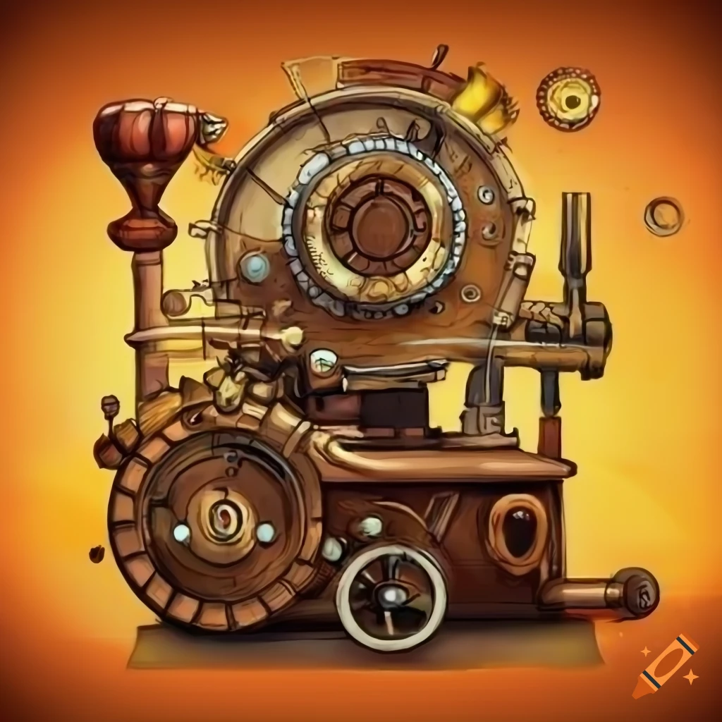 High-detail steampunk setting with a victorian hydro pump and eldritch ...