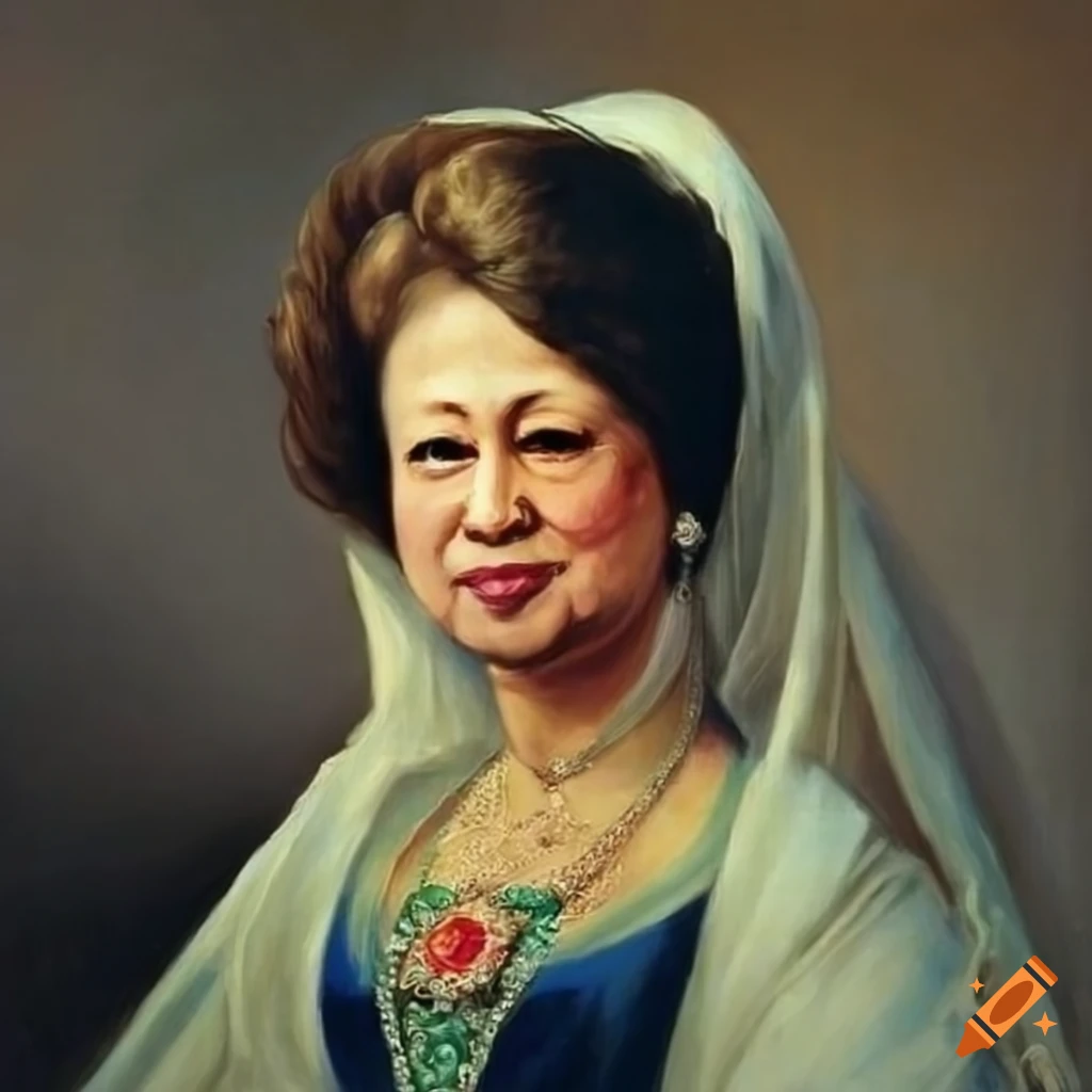 Portrait of khaleda zia in a european queen dress