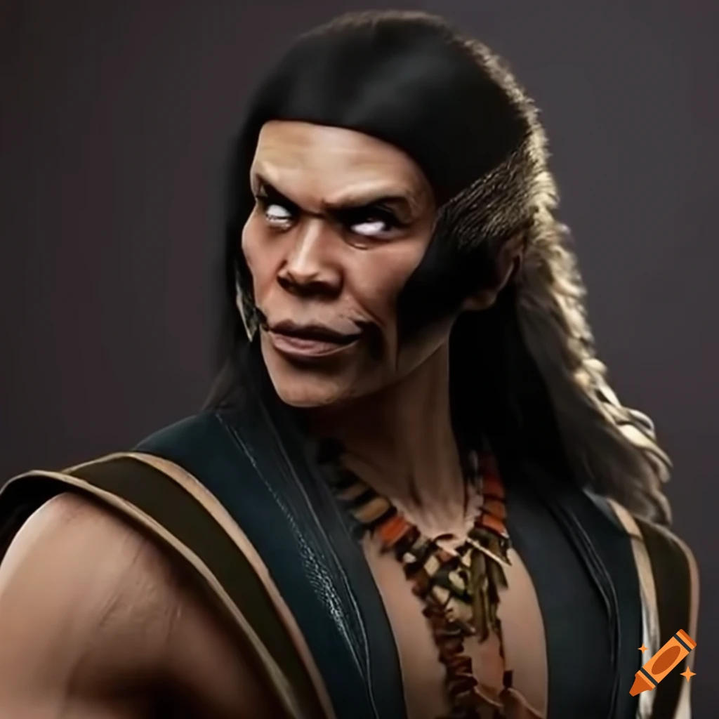 Portrait of an indigenous man with long hair like a Mortal Kombat ...