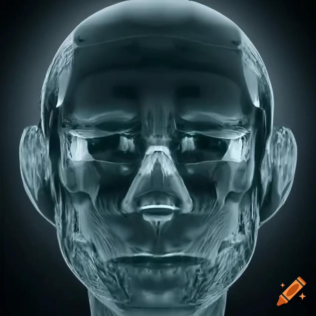 Detailed cracked glass humanoid face