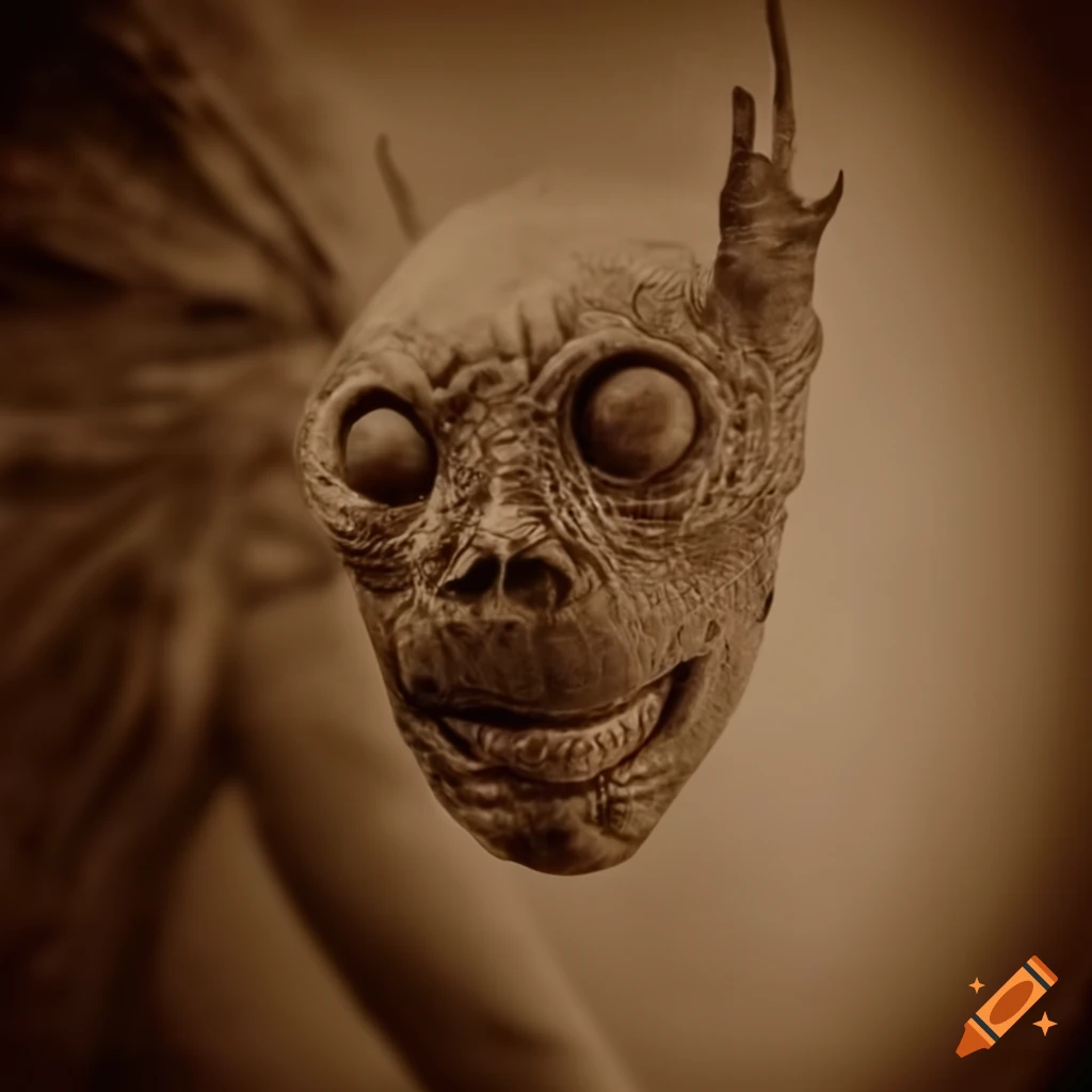 Sepia photograph of a supernatural creature
