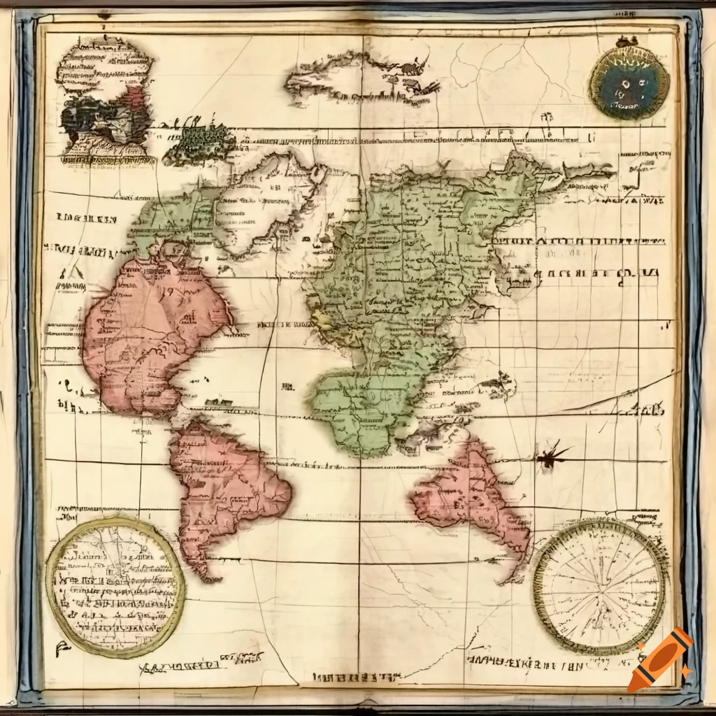 Map showing three continents with multiple islands on Craiyon