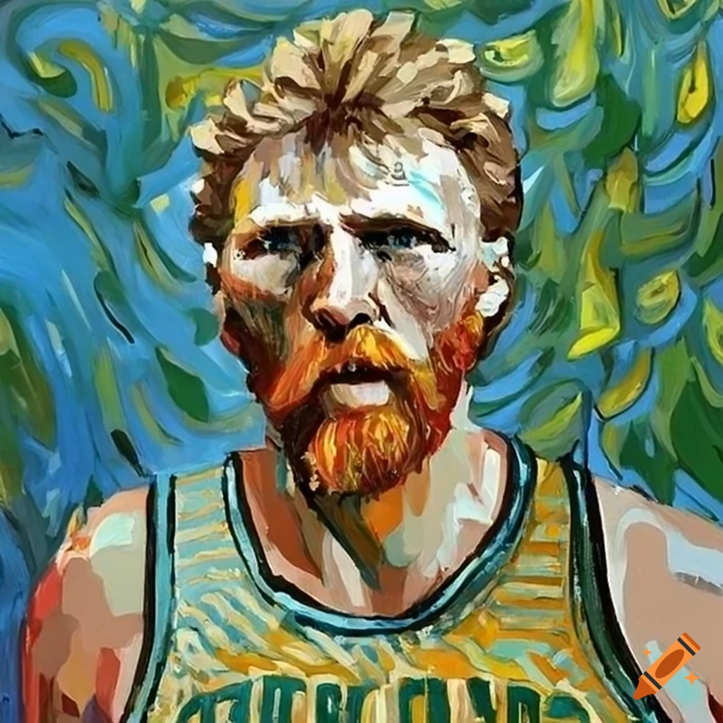 Painting of larry bird in van gogh style on Craiyon